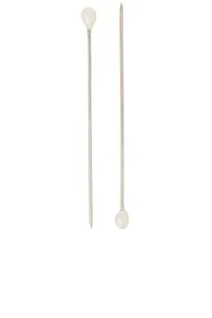 GOHAR WORLD Set Of Pearl Toothpicks - Silver