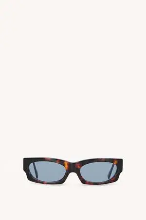 THE ROW Kai Geometric Sunglasses Dark Tortoise / Sky