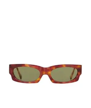THE ROW Kai Geometric Sunglasses - Light Tortoise / Olive