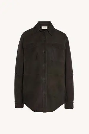 THE ROW Gwena Shearling Jacket - Dark Brown