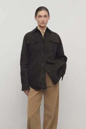 THE ROW Gwena Shearling Jacket - Dark Brown