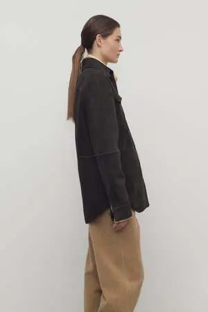 THE ROW Gwena Shearling Jacket - Dark Brown