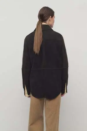 THE ROW Gwena Shearling Jacket - Dark Brown