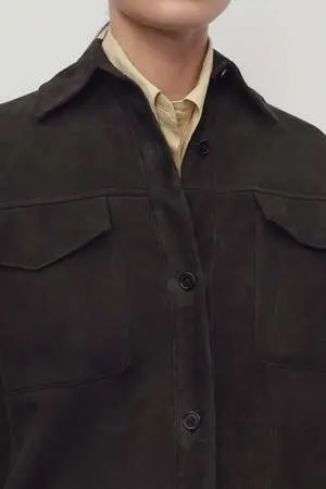 THE ROW Gwena Shearling Jacket - Dark Brown