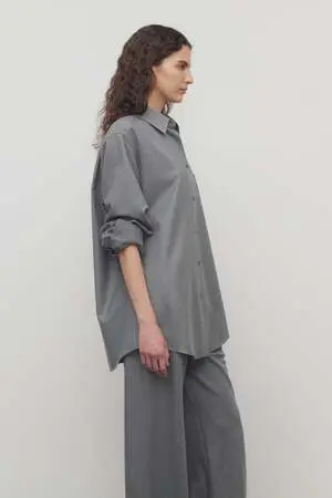 THE ROW Pino Shirt In Virgin Wool - Grey