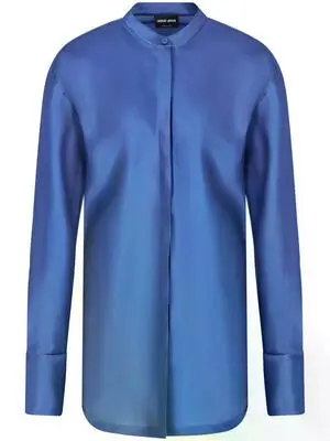 Giorgio Armani Band-collar Shirt - Blue