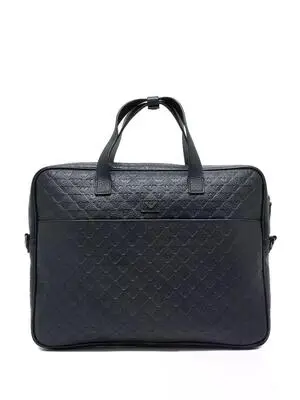 Emporio Armani Eagle-motif Leather Briefcase - Black