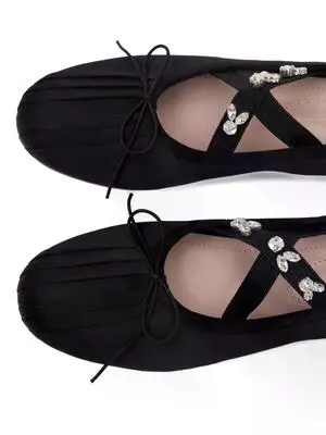 Simone Rocha Pleated Crystal-embellished Ballet Flats