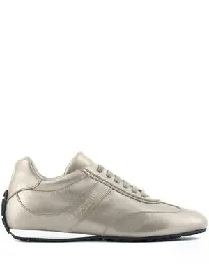 Giorgio Armani Lamé-effect Leather Sneakers