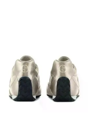Giorgio Armani Lamé-effect Leather Sneakers