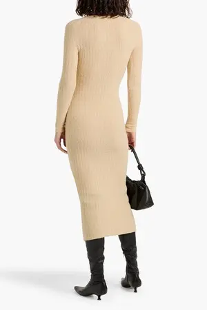 TOTEME Ribbed Bouclé-knit Wool-blend Midi Dress - Beige