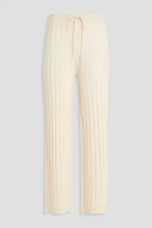 TOTEME Cable-knit Wool-cashmere Wide-leg Pants - Ivory