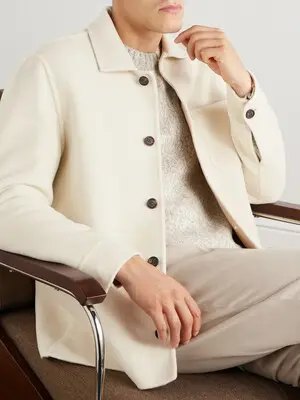Eleventy Slim-fit Wool, Cashmere And Silk-blend Overshirt