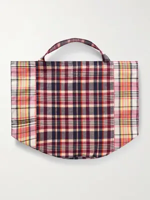 DRAKE'S Checked Cotton Madras Tote Bag - Brown