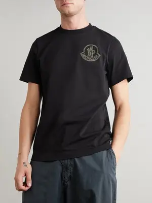 Moncler Logo-flocked Appliquéd Cotton-jersey T-shirt