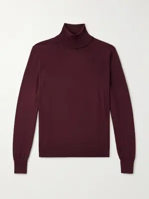 Saint Laurent Wool Rollneck Sweater - Burgundy