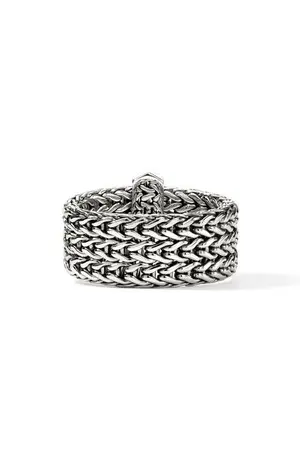 John Hardy Sterling Icon Link Ring With Diamonds - Silver