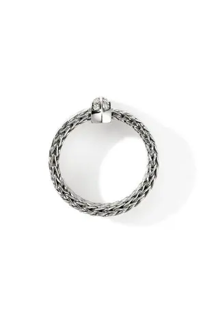 John Hardy Sterling Icon Link Ring With Diamonds - Silver