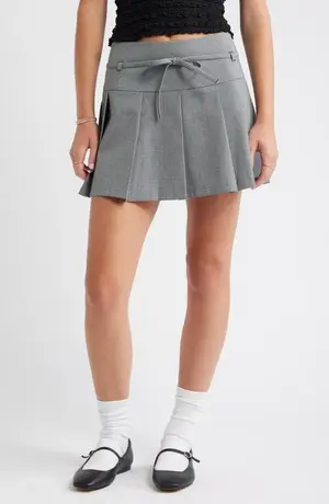 Bp. Plaid Pleated Mini Skirt With Belt