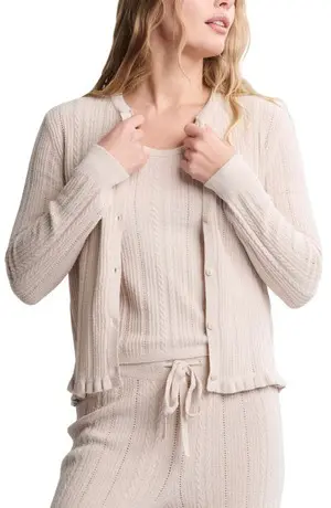 Barefoot Dreams Cozychic Lite® Cable Knit Cardigan - Stone