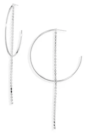 JUSTINE CLENQUET Milla Crystal Chain Hoop Earrings - Palladium