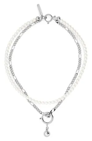 JUSTINE CLENQUET Jip Faux Pearl Layered Necklace - Palladium