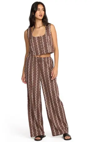 BILLABONG Another Wave Drawstring Cotton Blend Pants - Espresso Brown