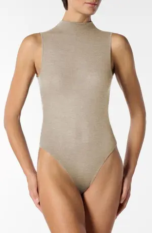 Oroblu Perfect Line Funnel Neck Sleeveless Bodysuit - Beige
