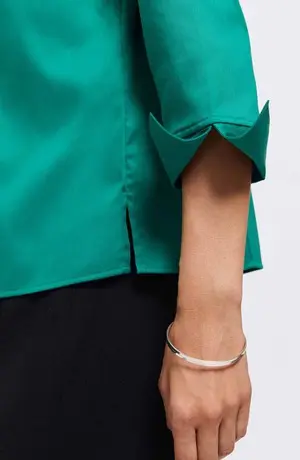 Foxcroft Edith Ruffle Button-up Shirt - Emerald
