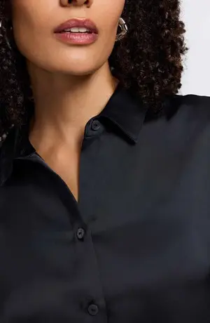 Foxcroft Bianca Satin Shirt - Black