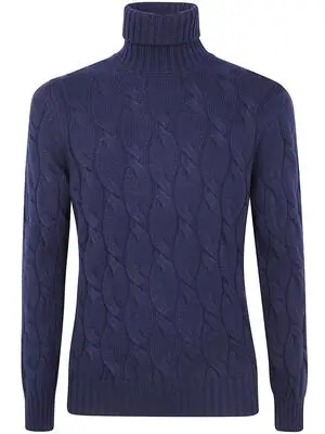 BARBA NAPOLI Turtleneck Knit Sweater - Blue