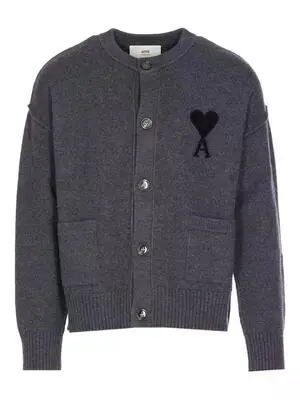 AMI Paris De Coeur Wool Cardigan