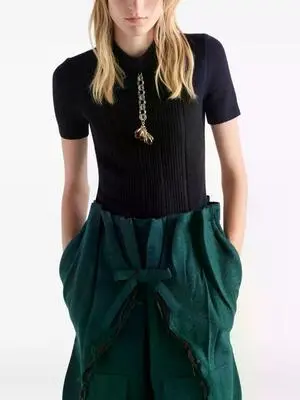 Prada Pendant-embellished Ribbed Sweater