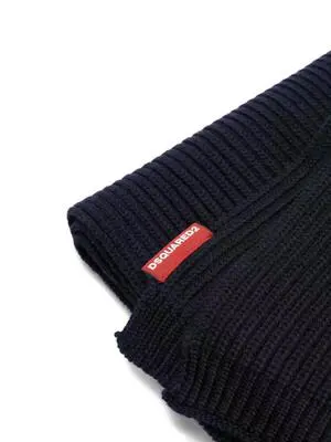 Dsquared2 Ribbed Wool Beanie - Blue