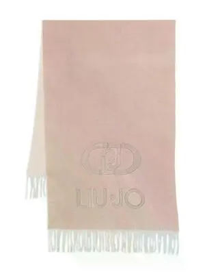 Liu Jo Logo-embroidered Fringed Scarf - Neutrals