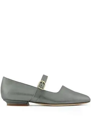 Giorgio Armani Lamé-effect Leather Ballerina Shoes - Grey