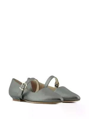 Giorgio Armani Lamé-effect Leather Ballerina Shoes