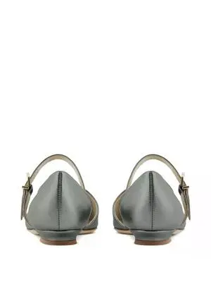 Giorgio Armani Lamé-effect Leather Ballerina Shoes