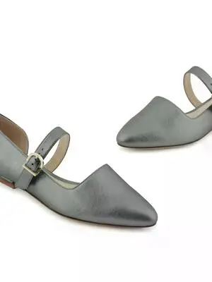 Giorgio Armani Lamé-effect Leather Ballerina Shoes