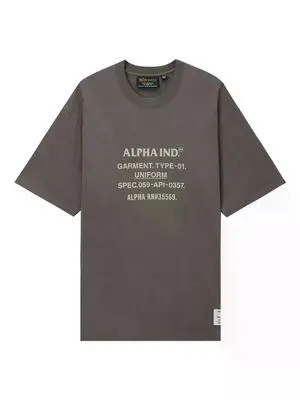 Alpha Industries Graphic-print Crew-neck T-shirt - Grey
