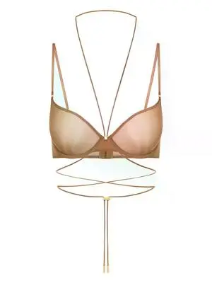MAISON CLOSE Balconette Tie-detail Bra - Brown