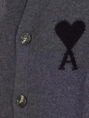 AMI Paris De Coeur Wool Cardigan - Grey