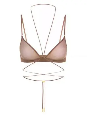 MAISON CLOSE Cross-back Triangle Bra - Brown