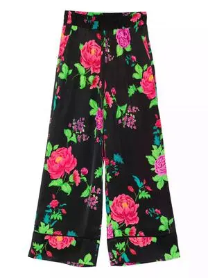 NISSA Floral-print Trousers - Black