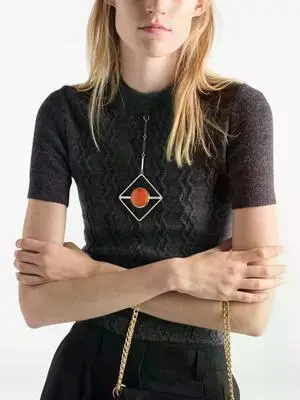 Prada Pendant-embellished Short-sleeve Sweater