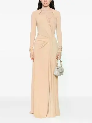 Victoria Beckham Gathered-detail Maxi Dress - Neutrals