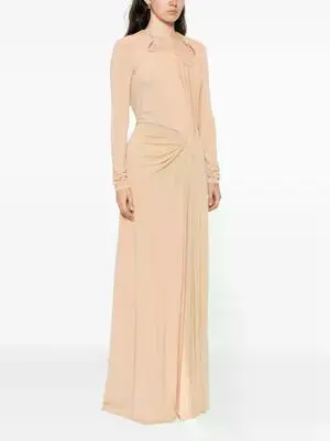 Victoria Beckham Gathered-detail Maxi Dress - Neutrals