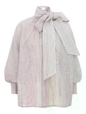 Zimmermann Striped Balloon-sleeve Blouse
