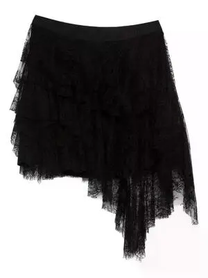 Alexander McQueen Ruffled Lace Skirt - Black
