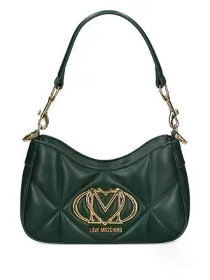 Moschino Quilted Logo-plaque Shoulder Bag - Green